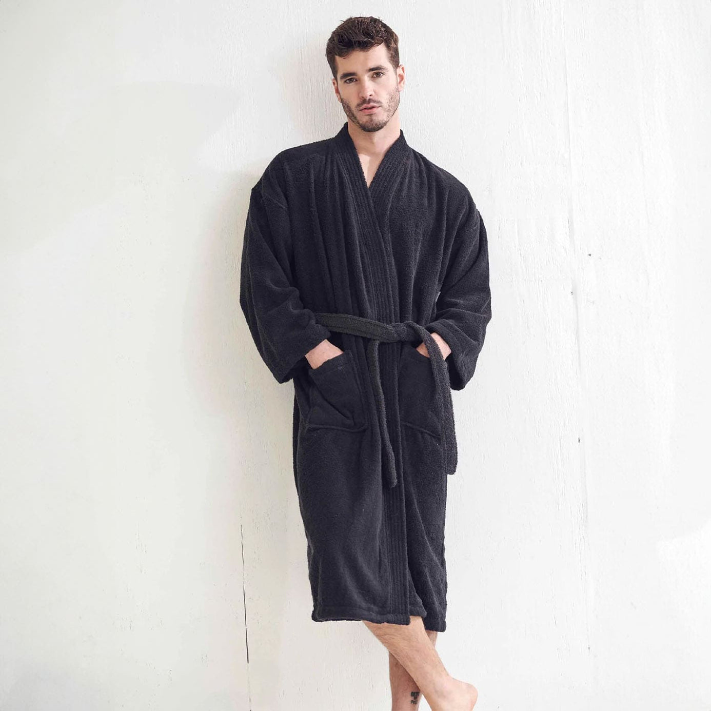 Men's Black Bathrobe - Men's Terry Bathrobe | RobesNmore