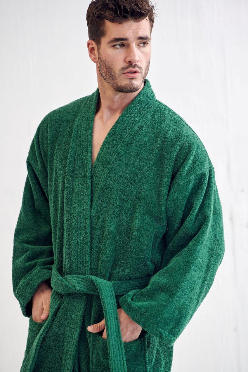 Men's Terry Green Bathrobe, Kimono Style, Wholesale Bathrobes, Spa ...