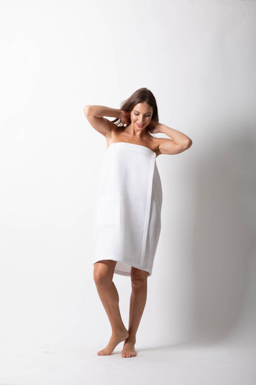 Women's Waffle Body Wrap, Lightweight Cotton Wrap & Comfortable, (Whit ...